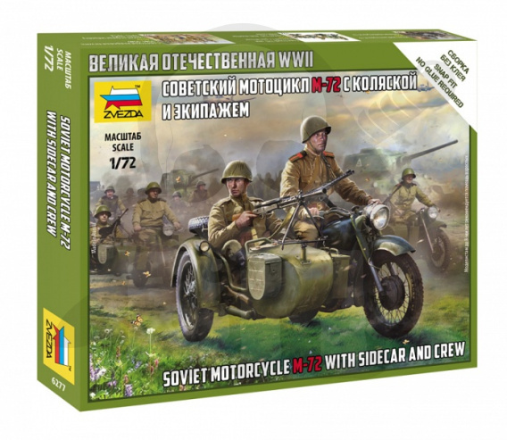 Battle-Models > 1:72 Soviet M-72 Sidecar Motorcycle w/crew